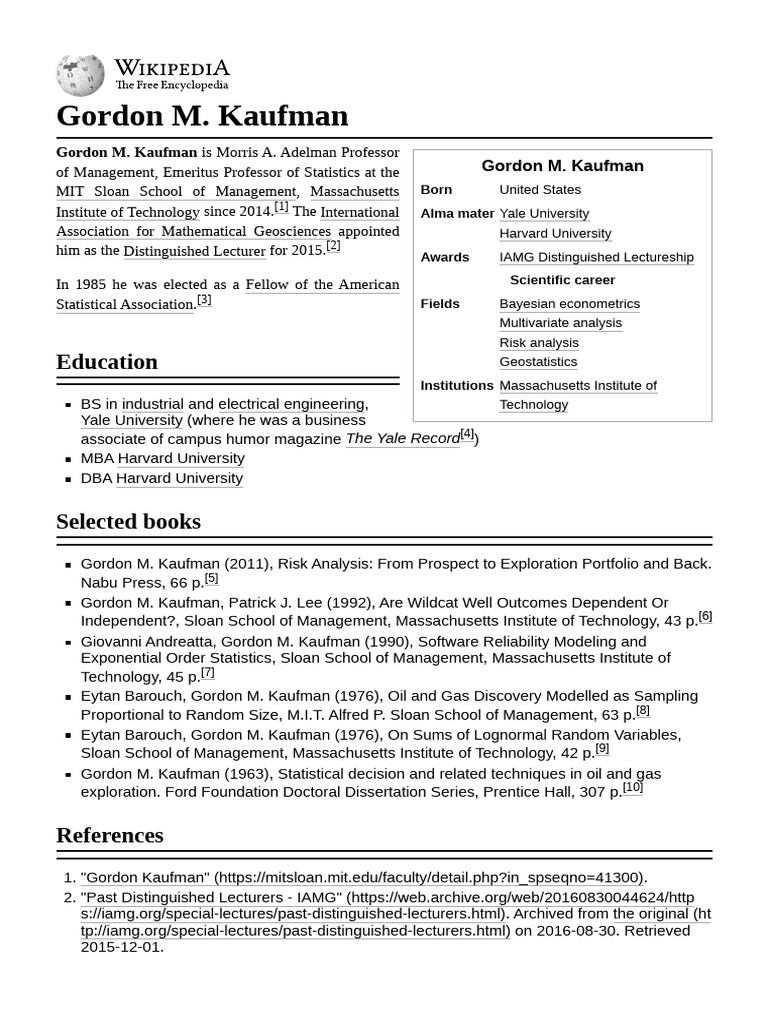 Gordon_M._Kaufman | PDF | Statistics | Quantitative Research