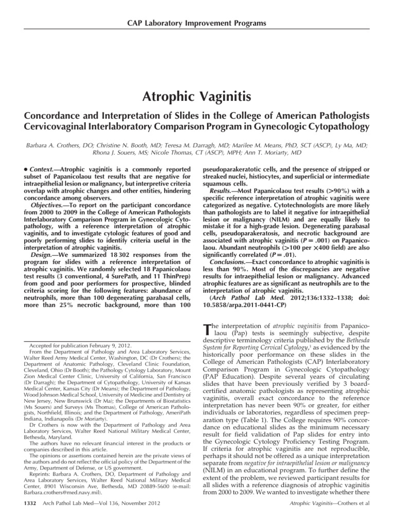 atrophic vaginitis | PDF | Cytopathology | Cervical Cancer