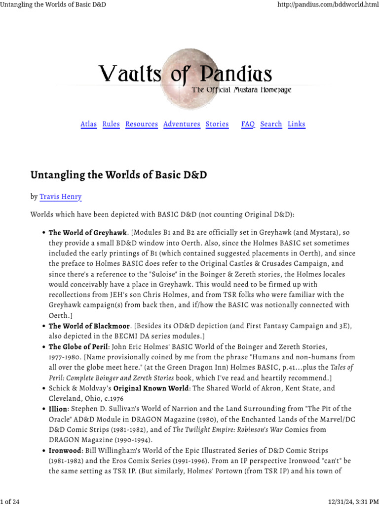 Untangling The Worlds of Basic D&D | PDF | Dungeons & Dragons | D20 System