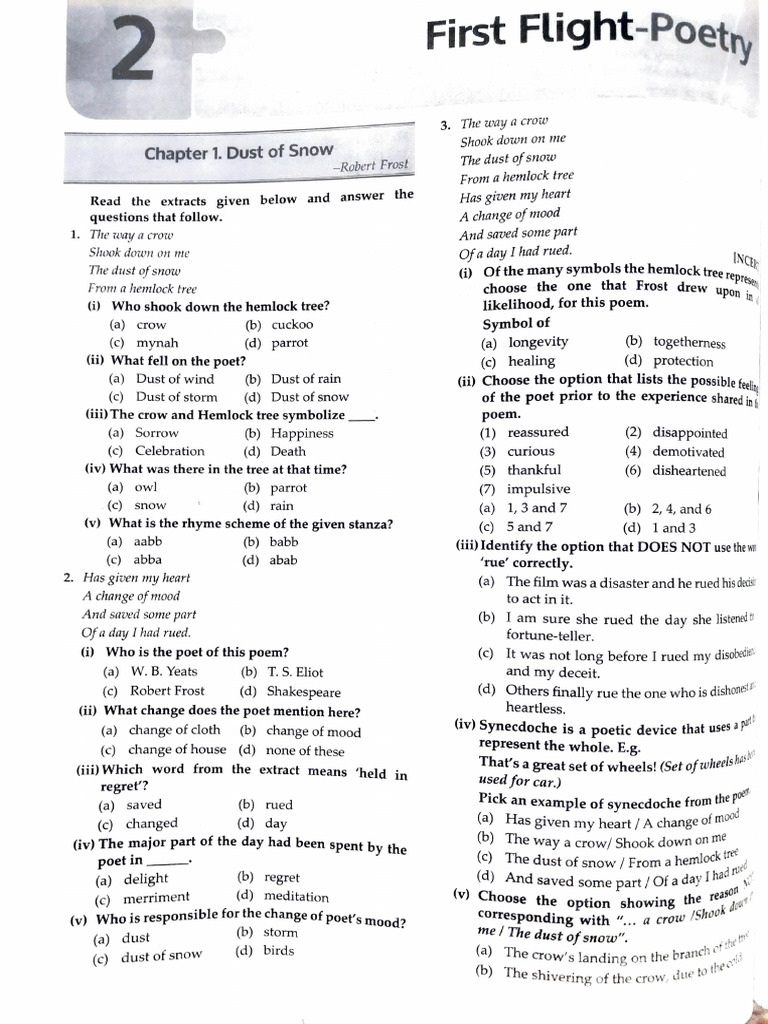 Mcqs of Poems | PDF | Reason