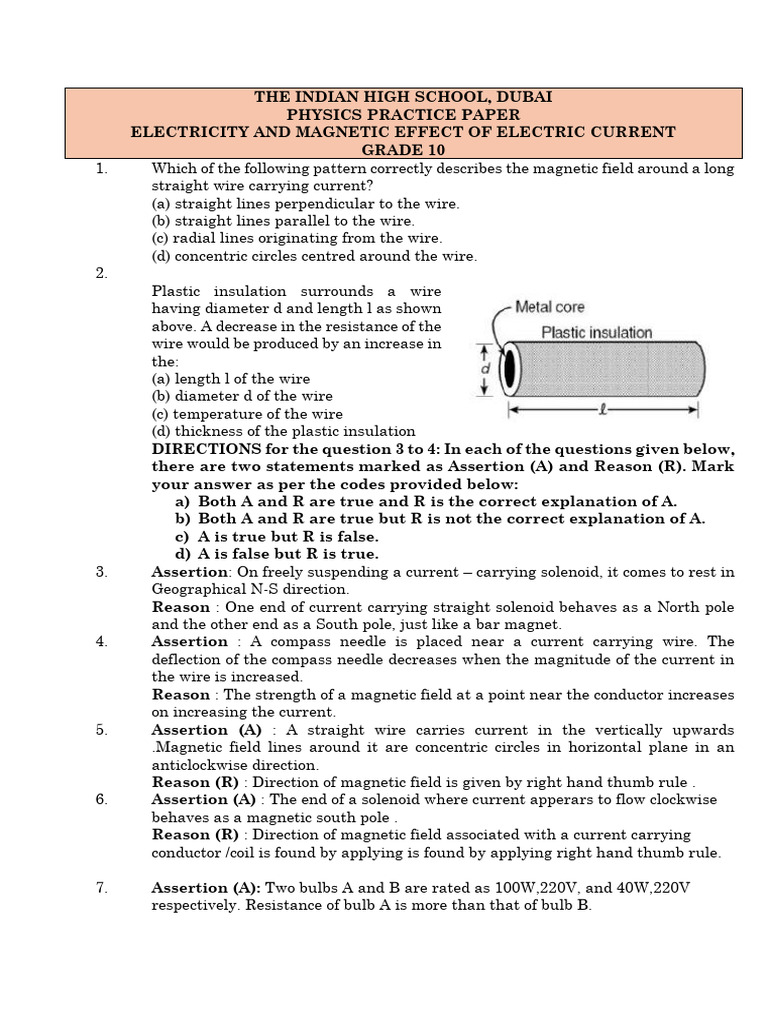 Grade 10 Revision Material Physics | PDF | Magnetic Field | Electrical ...