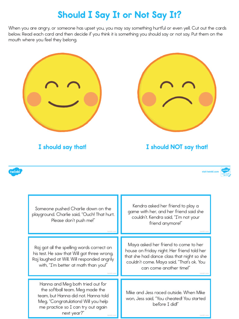 Color Should I Say It or Not Say It Sorting Activity | PDF