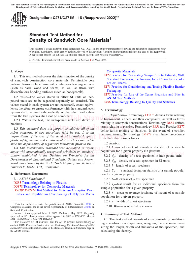 ASTM-C271-C271M-16-2022-e1 | PDF | Density | Coefficient Of Variation