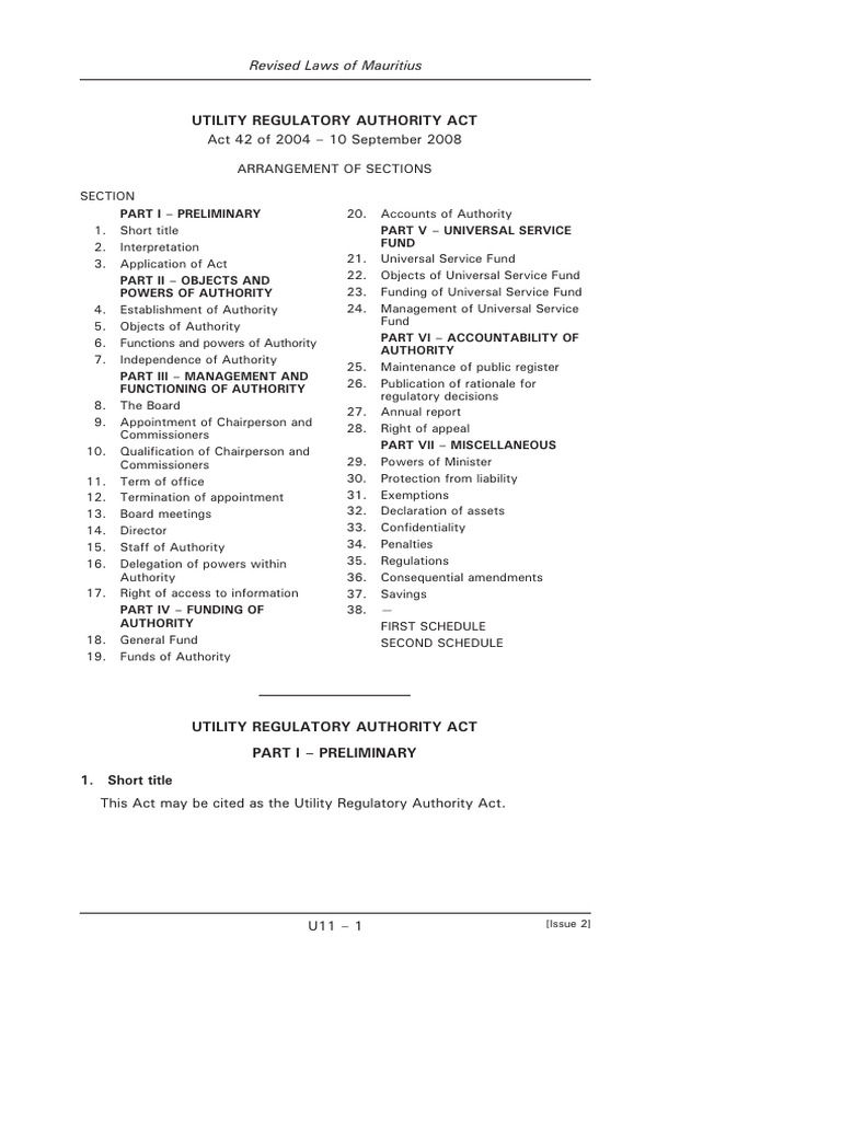 Utility Regulatory Authority Act Overview | PDF | Taxes | Public Utility