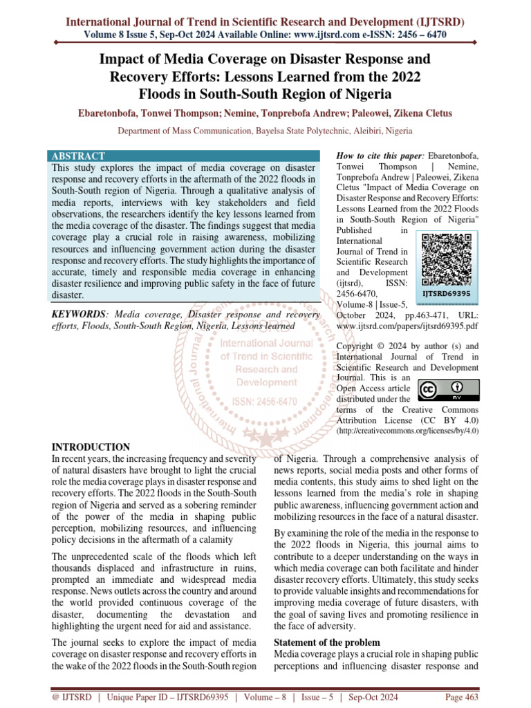 Impact of Media Coverage on Disaster Response and Recovery Efforts ...