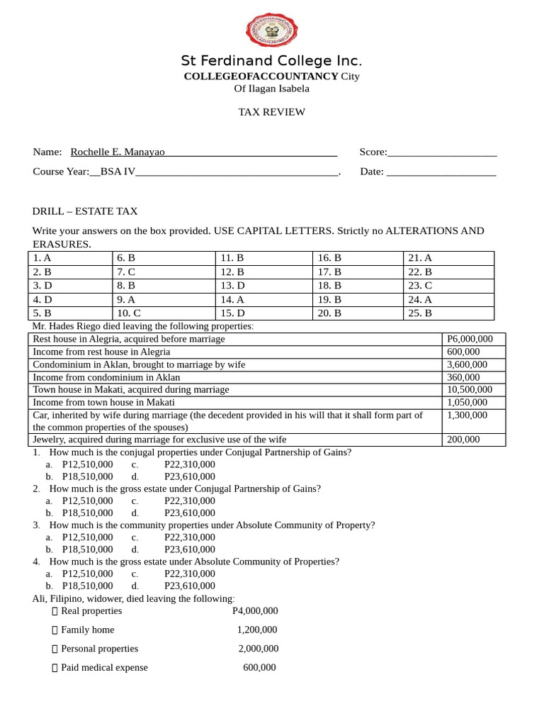 TAX-DRILL | PDF | Tax Deduction | Taxes