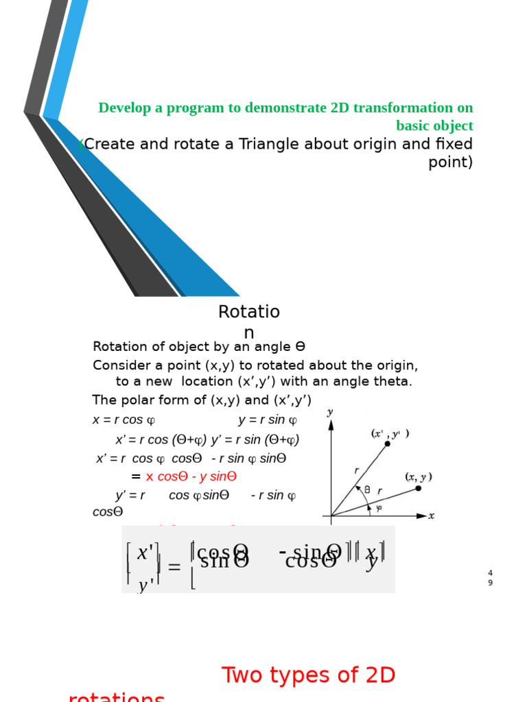 5th Week Lab Program Rotate A Triangle About Origin And Fixed Point