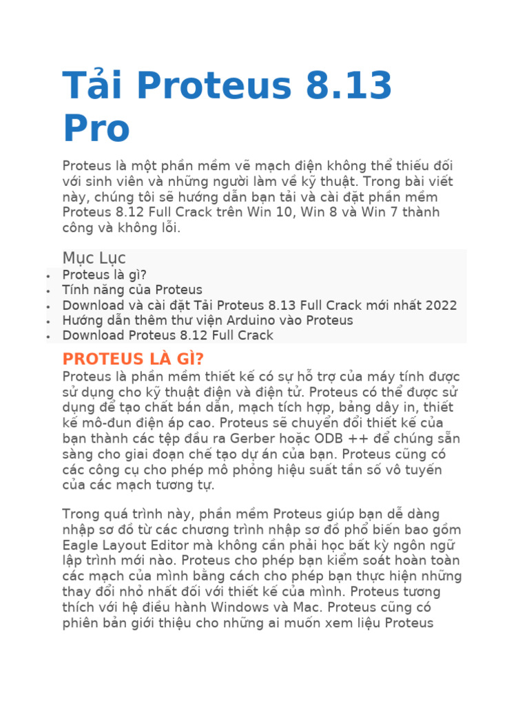 Proteus 8.13 Pro - HD cài đặt | PDF