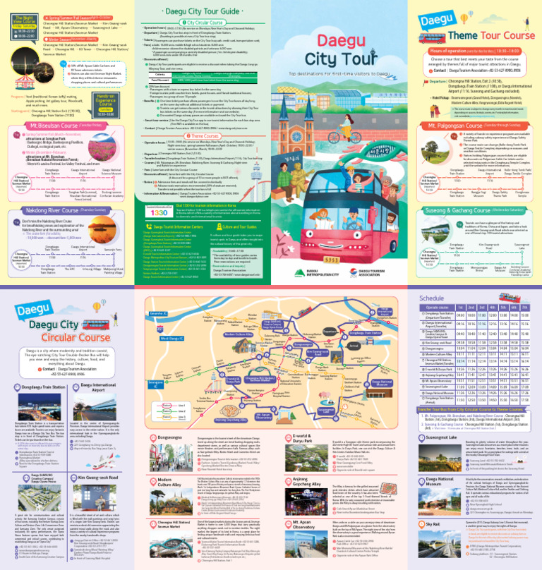 Daegu Tourist Map Korea | PDF | Bus | Transport
