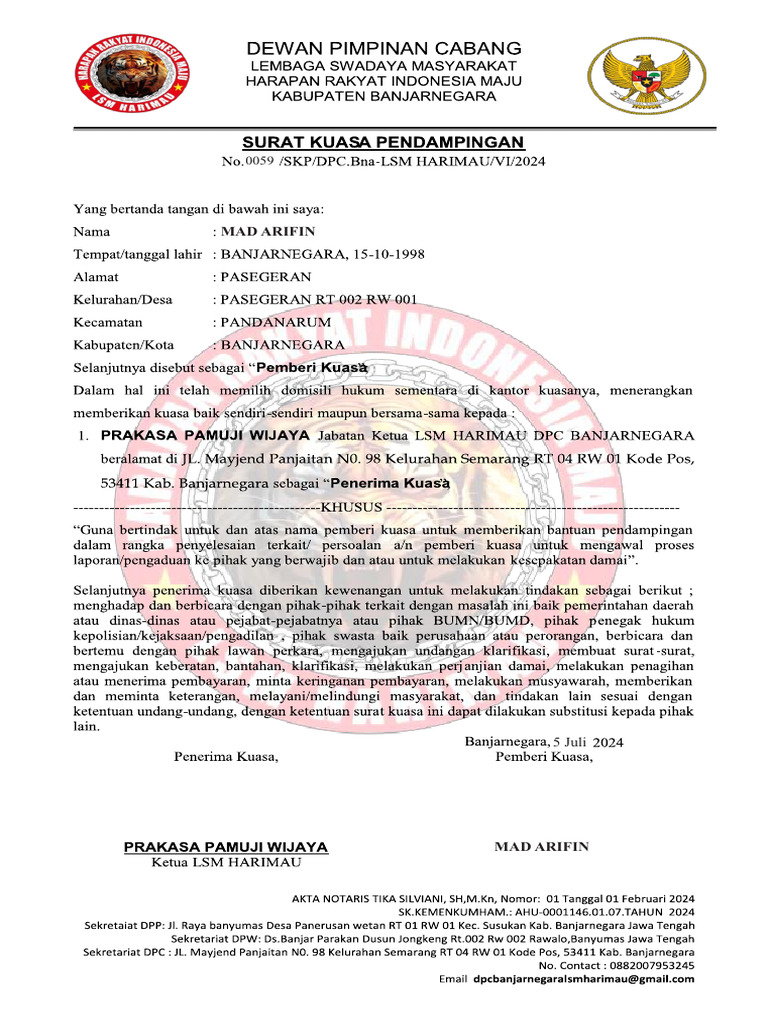 Surat Kuasa Mad Arifin | PDF