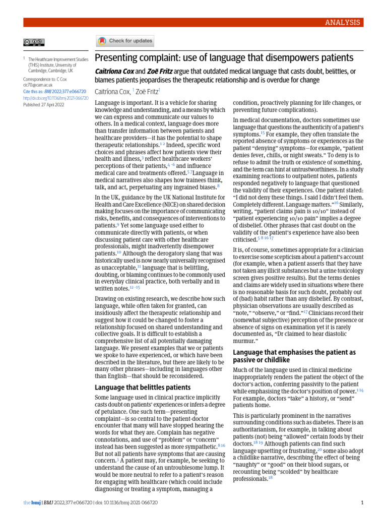Language That Disempowers Patients | PDF | Patient | Medicine