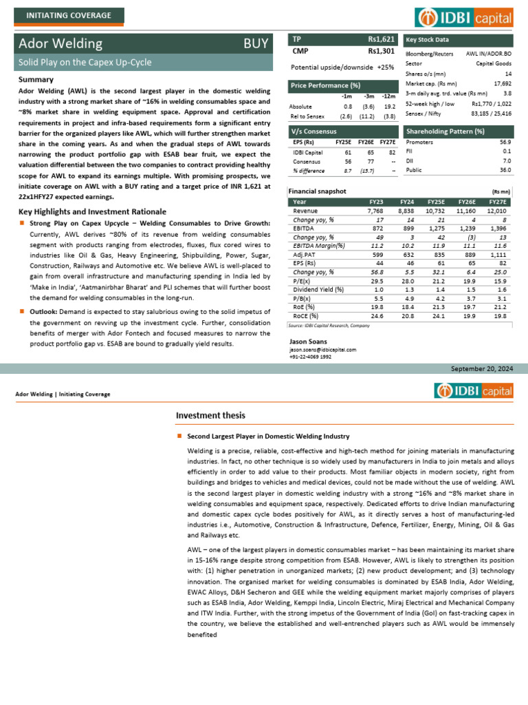 Addor Welding Initial (IDBI) | PDF | Welding | Construction