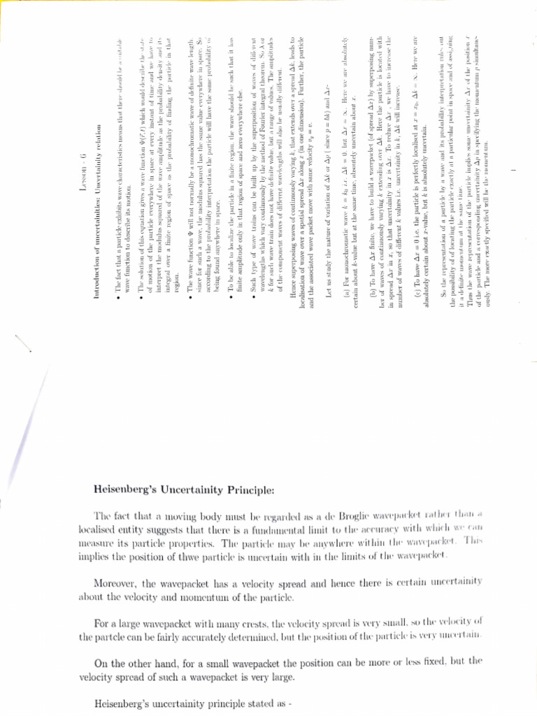 Uncertainity Principle (Lesson 6) | PDF | Waves | Uncertainty Principle
