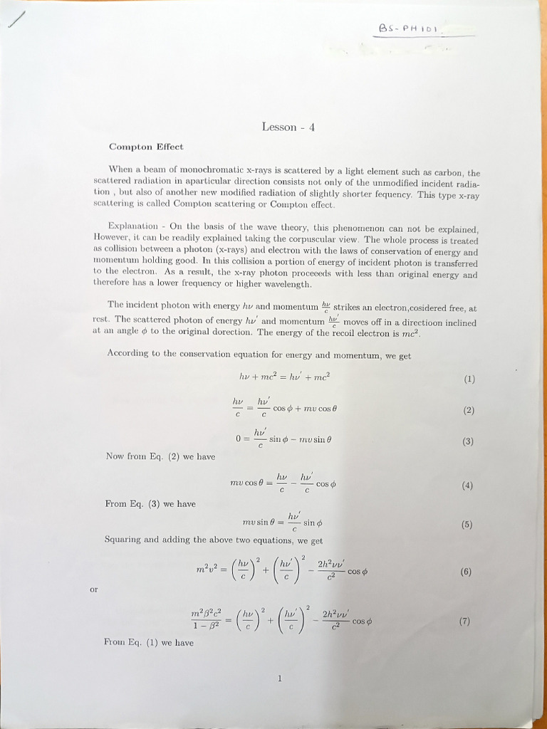 Compton Effect (Lesson 4) | PDF