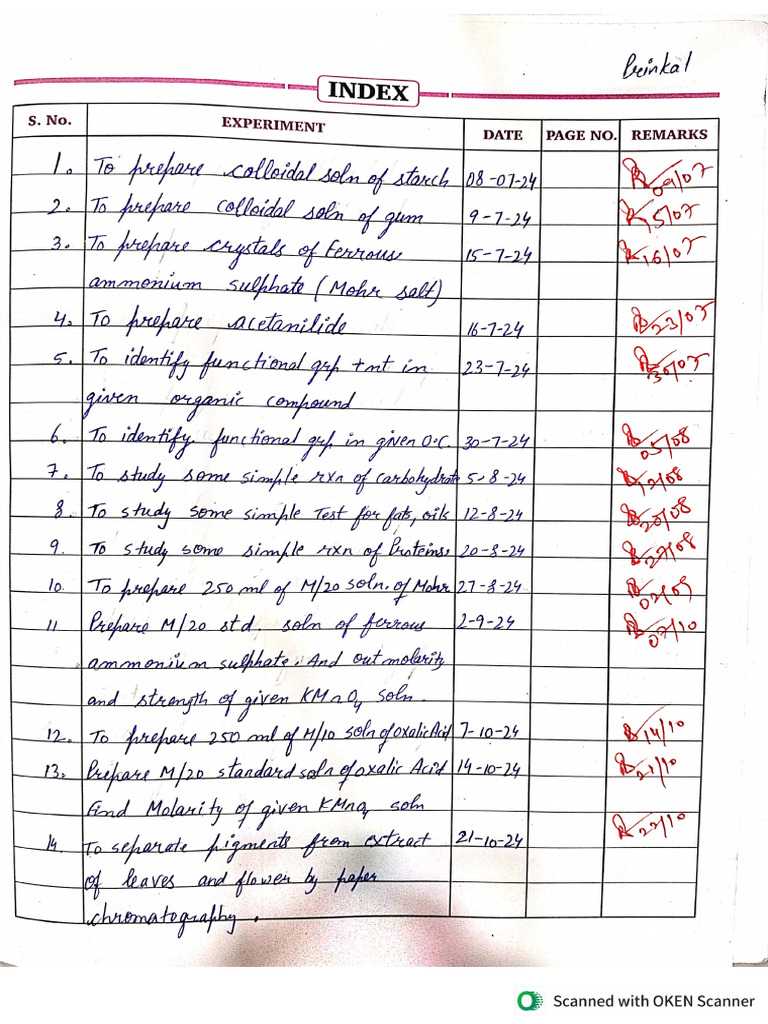 Chemistry Practical File | PDF