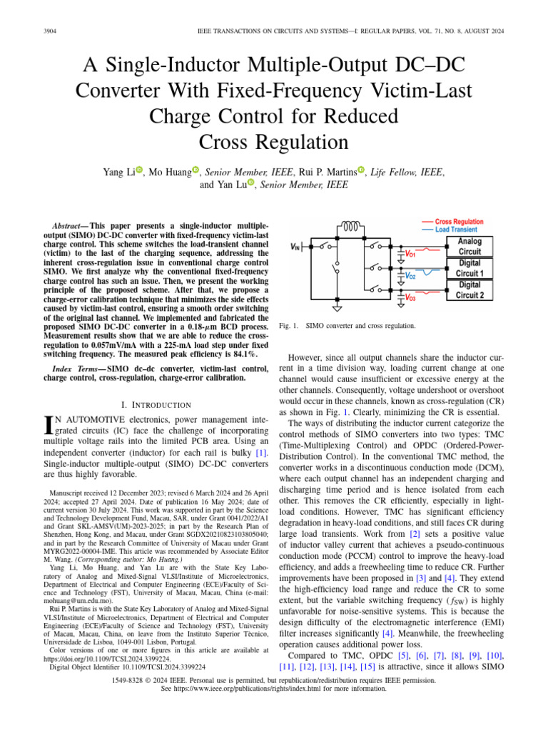 A Single-Inductor Multiple-Output DCDC Converter With Fixed-Frequency Victim-Last Charge Control ...