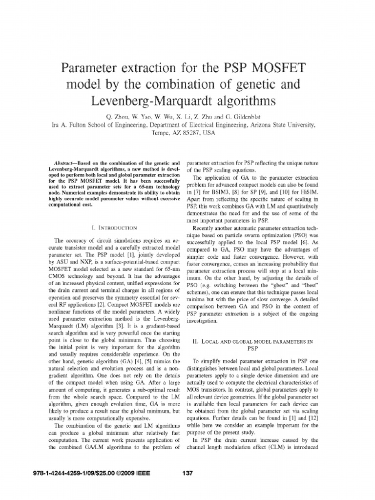 Parameter Extraction For The PSP MOSFET Model by The Combination of Genetic and Levenberg ...