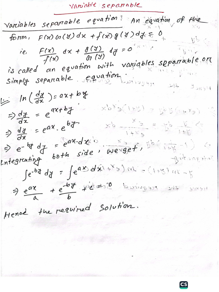 Variable Separable OD Eq | PDF