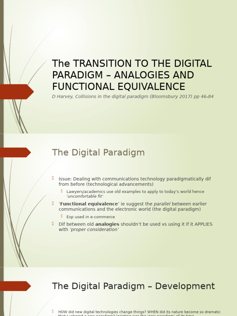 Digital Paradigm and Functional Equivalence | PDF