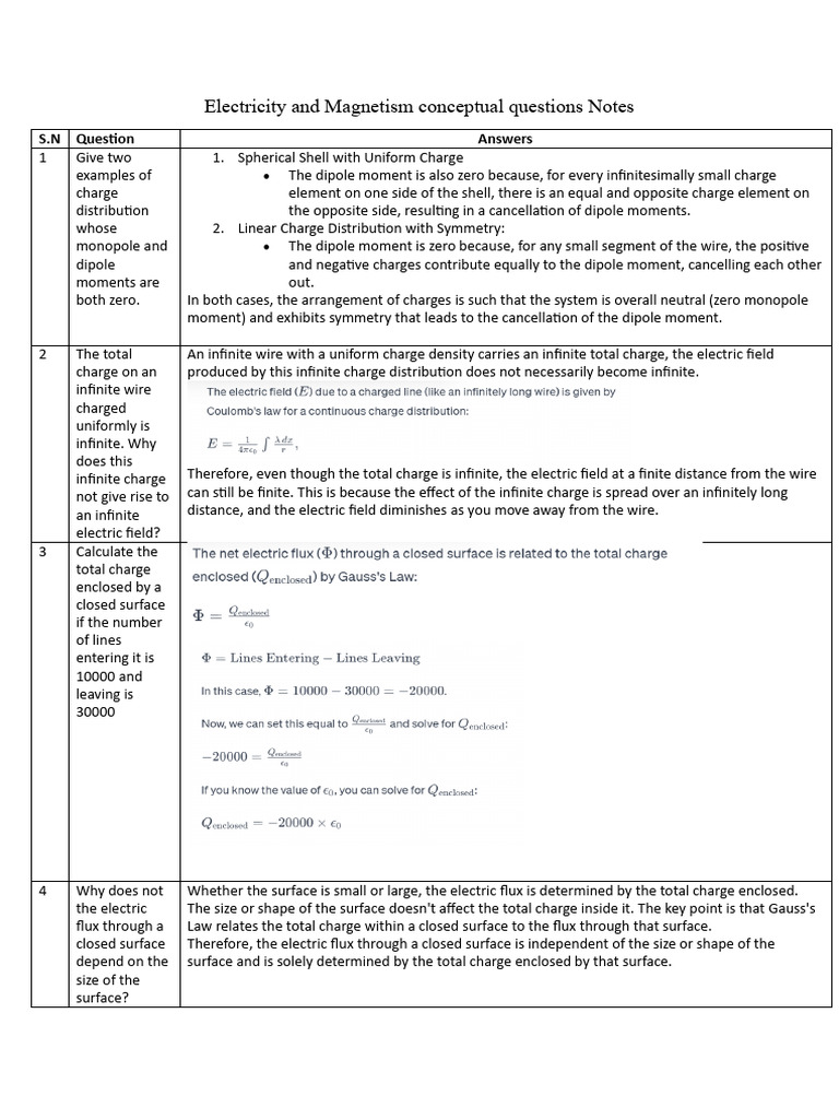 E&M Conceptual Questions | PDF | Dielectric | Electric Field