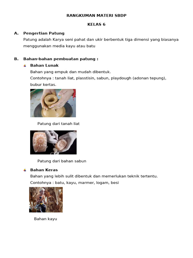 Rangkuman Materi Sbdp Kelas 6 | PDF