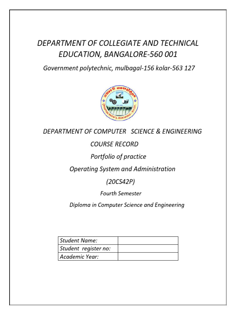 Os Lab Manual Front Page | PDF