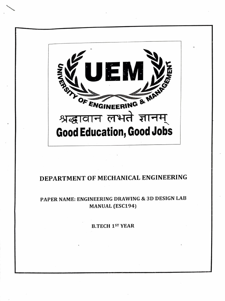 Engineering Drawing Lab Manual ESC194 | PDF | Circle | Euclid