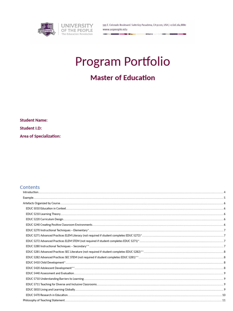 Master of Education Portfolio Template | PDF | Constructivism ...