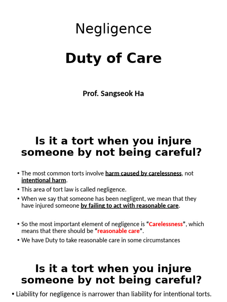 7 (Negligence Duty of Care) - Read-Only | PDF | Negligence | Duty Of Care