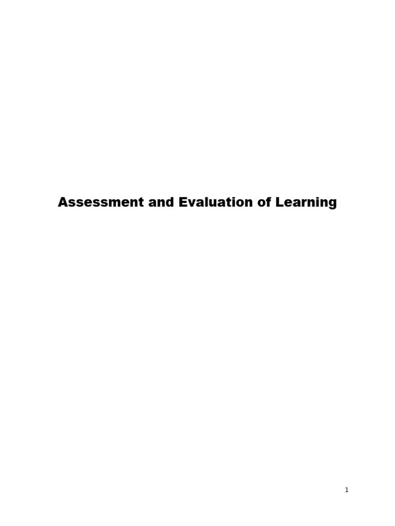 Assessment and Evaluation of Learning | PDF | Educational Assessment ...