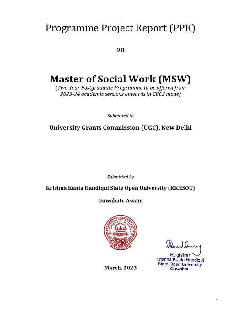 MSW Programme Project Report 2023-24 | PDF | Educational Assessment ...