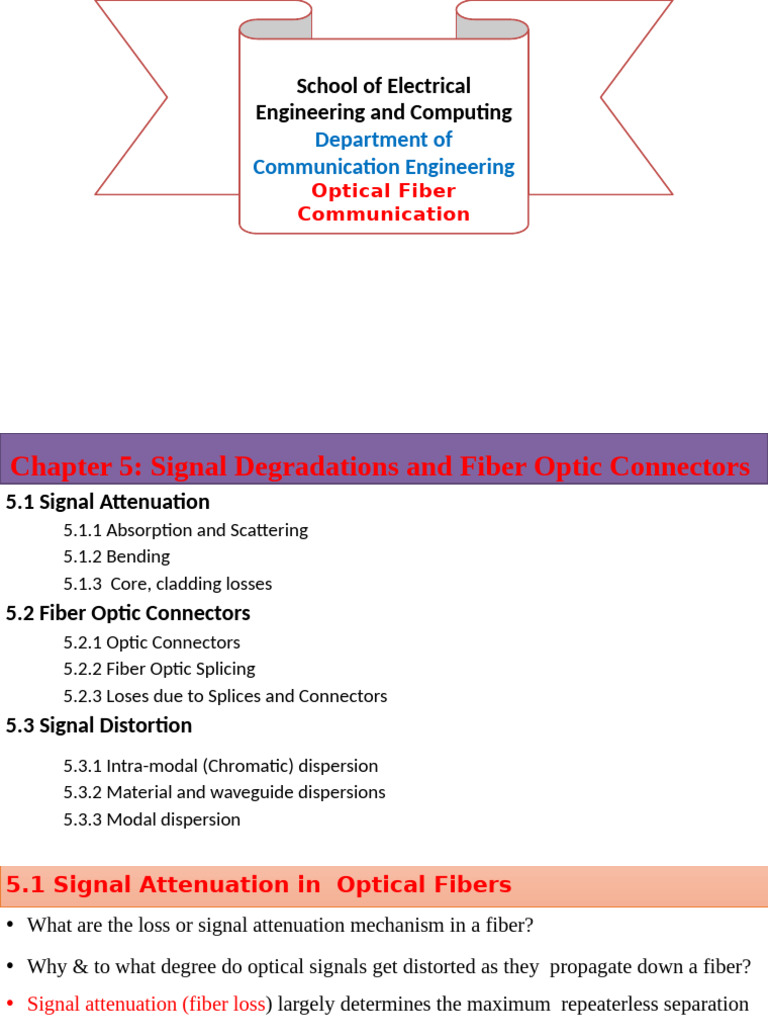 Chapter 5 Signal Degradations Optical Fibers | PDF | Dispersion (Optics) | Optical Fiber