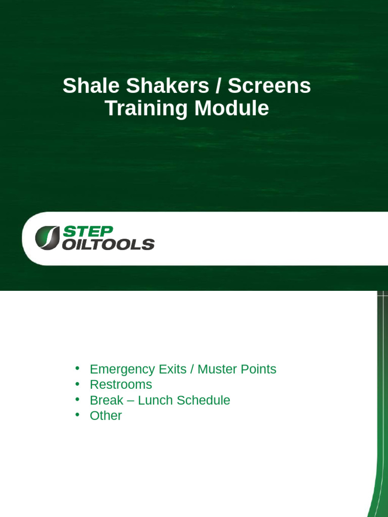 Shale Shaker, Screen Training Module (PPTshare) | PDF | Electrical ...