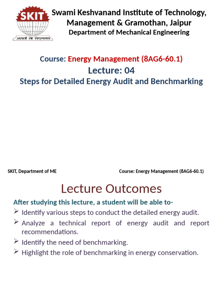 L4 Steps For Detailed Energy Audit and Benchmarking | PDF | Energy ...
