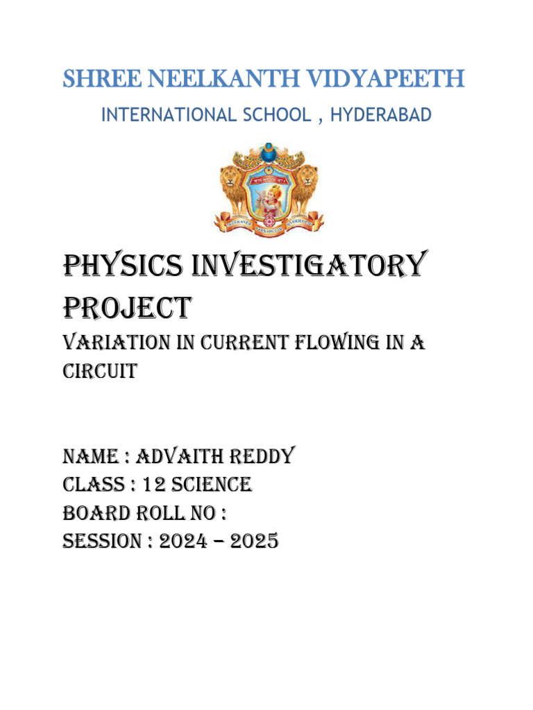 Advaith Phy Front Page | PDF