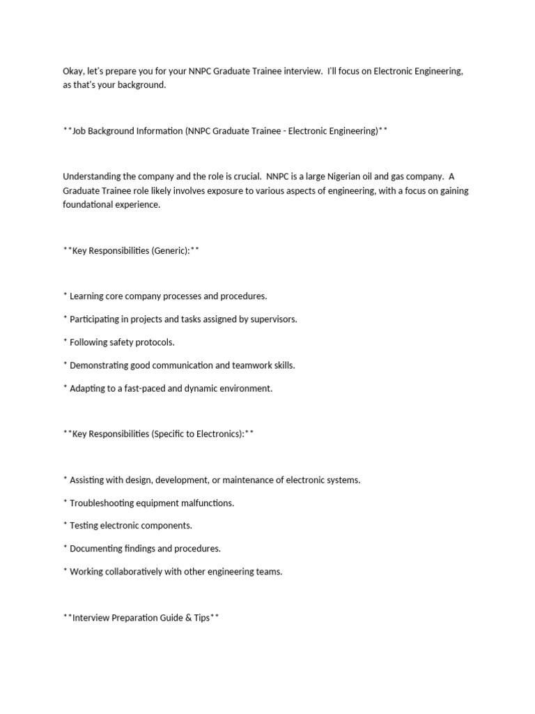 NNPC Graduate Trainee Interview Prep Guide | PDF | Electronic Circuits ...