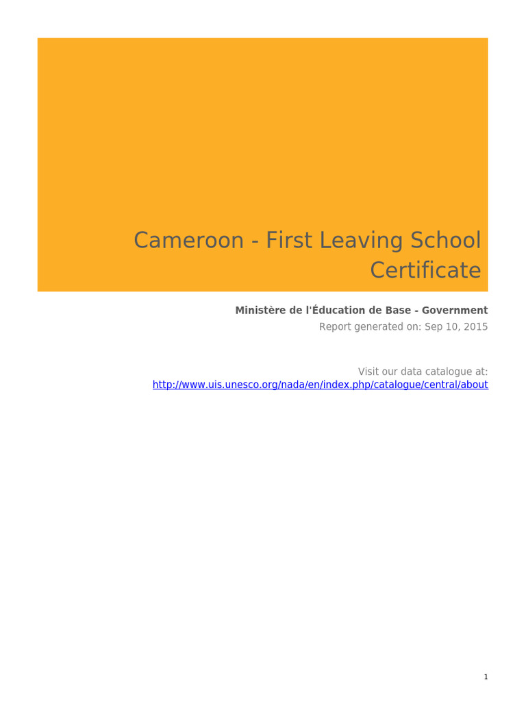 Cameroon First Leaving School Certificate | PDF