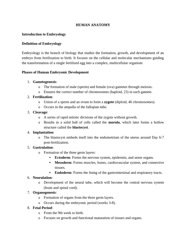 Introduction To Human Embryology | PDF | Embryo | Fertilisation