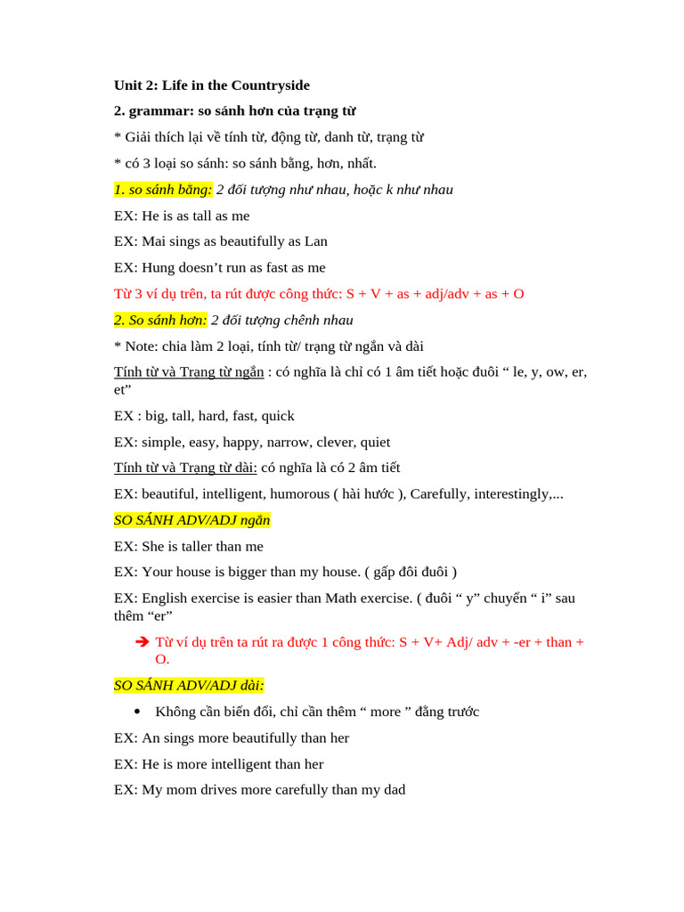 Unit 2 - grammar compare | PDF