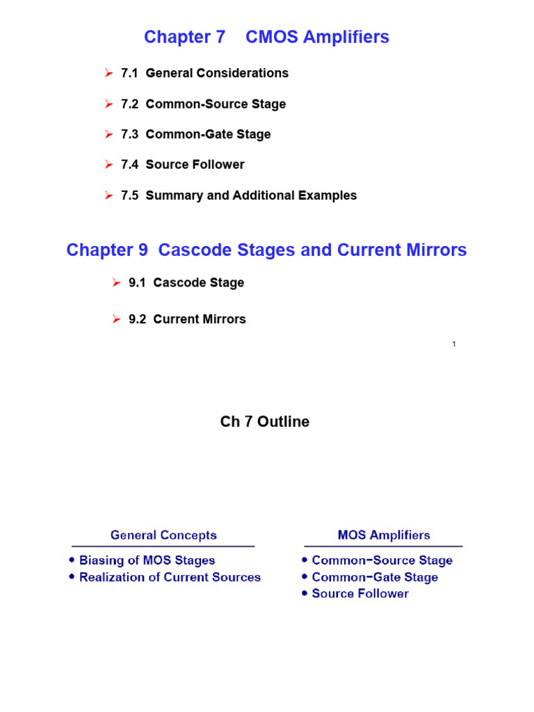 Ch07 CMOS Amplifiers Ch09 Cascode Stages and Current Mirrors 2024 ...