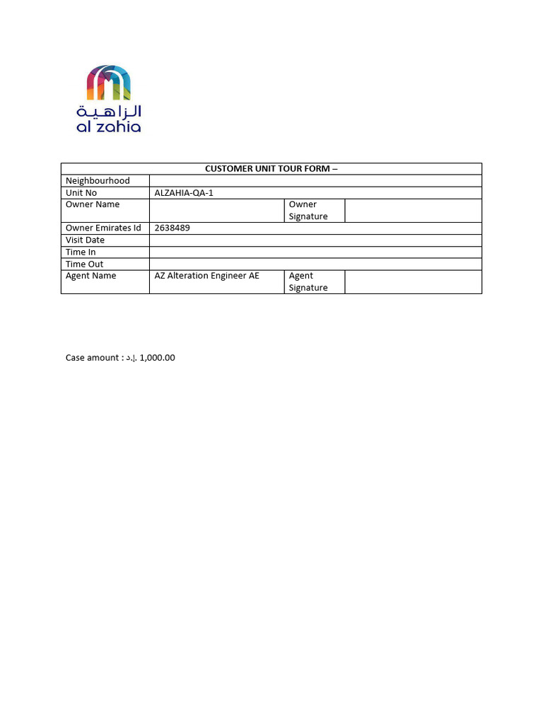 Neighbourhood Unit Tour Form | PDF