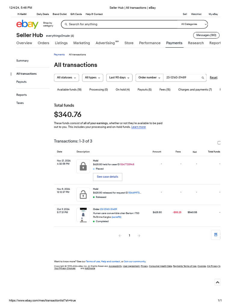 Seller Hub _ All transactions _ eBay | PDF | E Bay | Fee