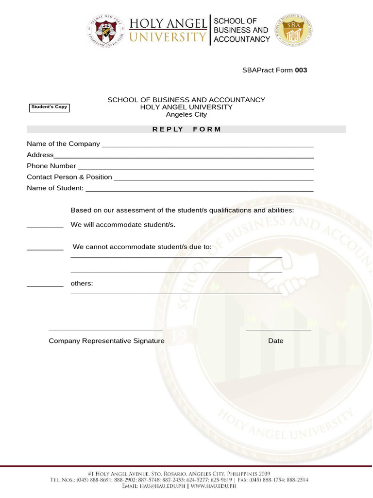Sbapract Form 003 Reply Form | PDF