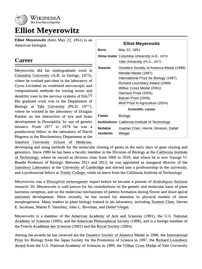 Elliot_Meyerowitz | PDF | Biology | Life Sciences