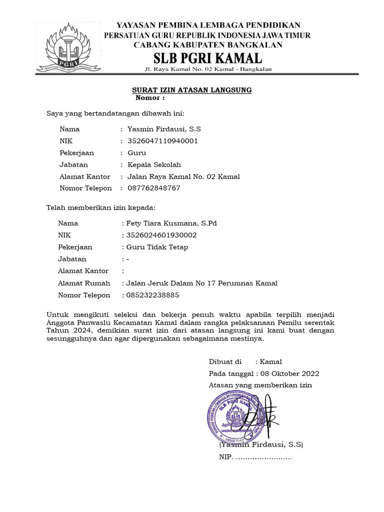 Surat Ijin Atasan | PDF