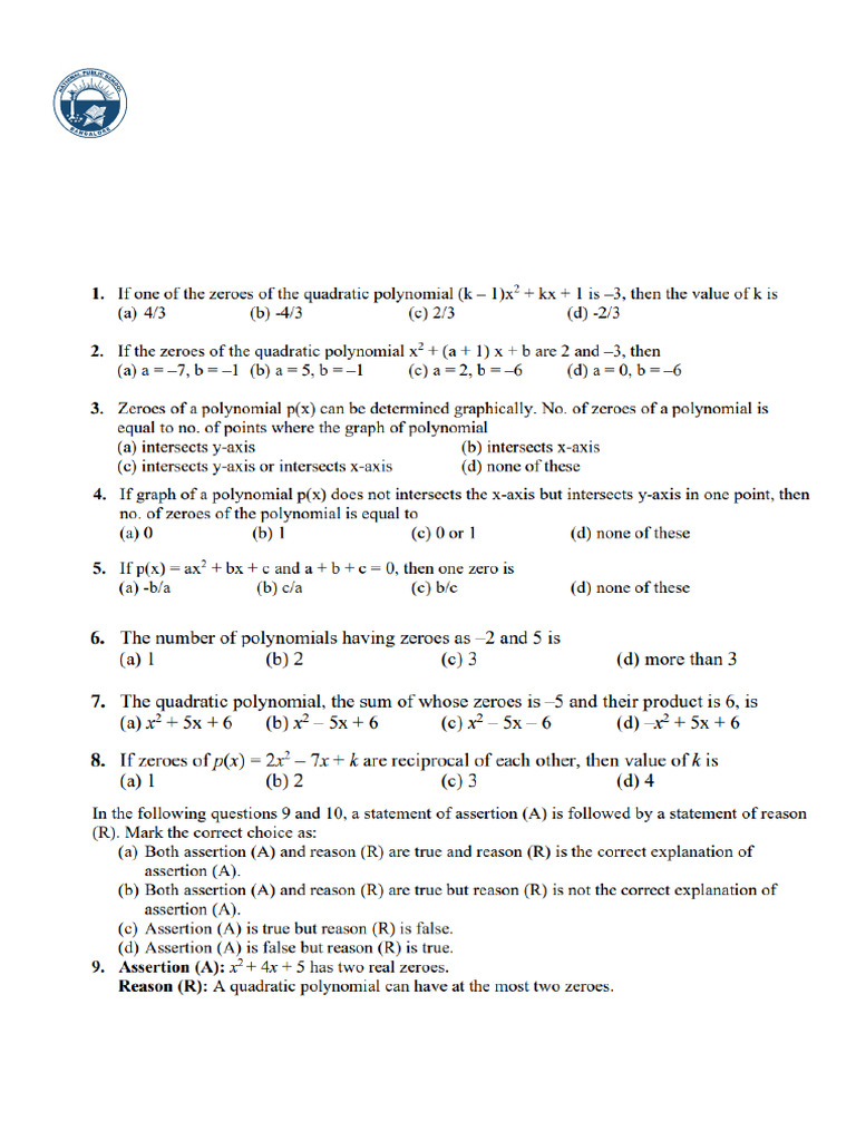 WS Polynomials, LE in 2variables gr 10 nps | PDF