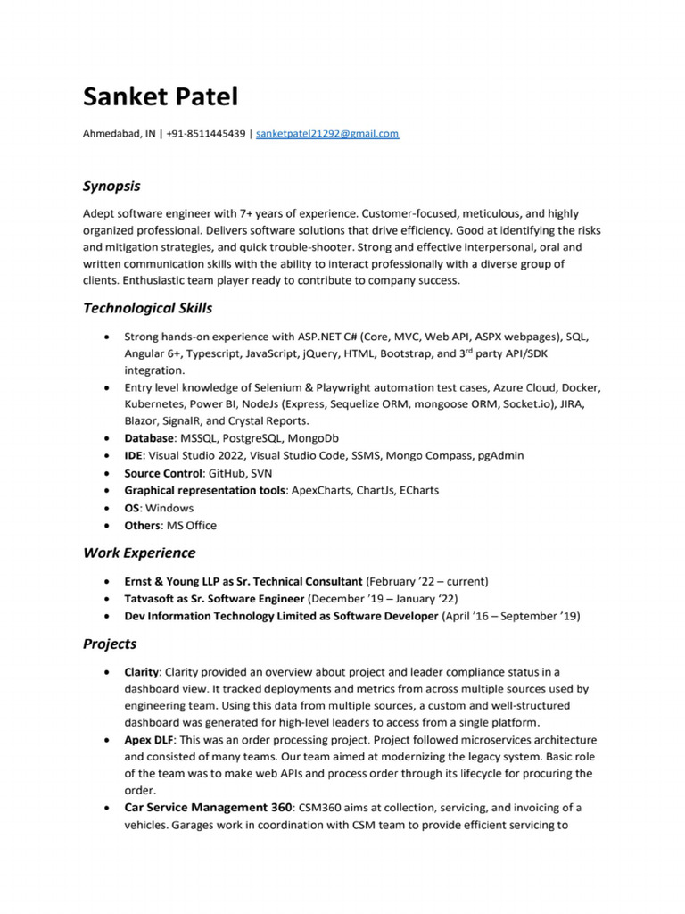 Sanket Patel - Promact Infotech Private Limited | PDF