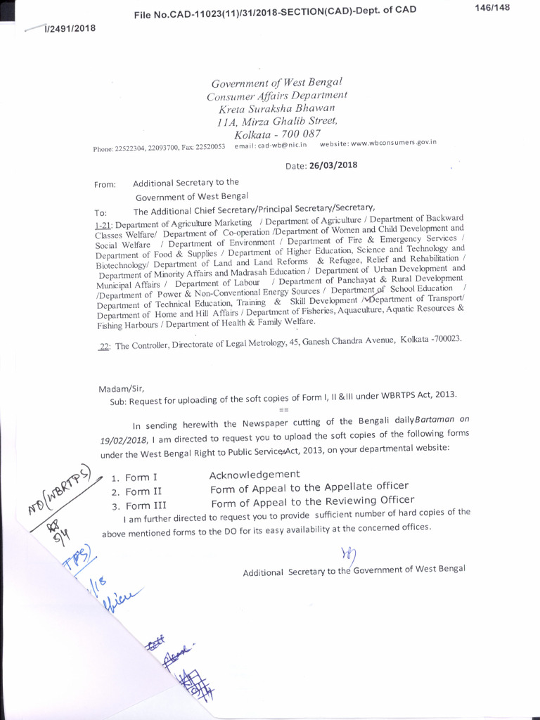 West Bengal RTPS Act Forms Guide | PDF