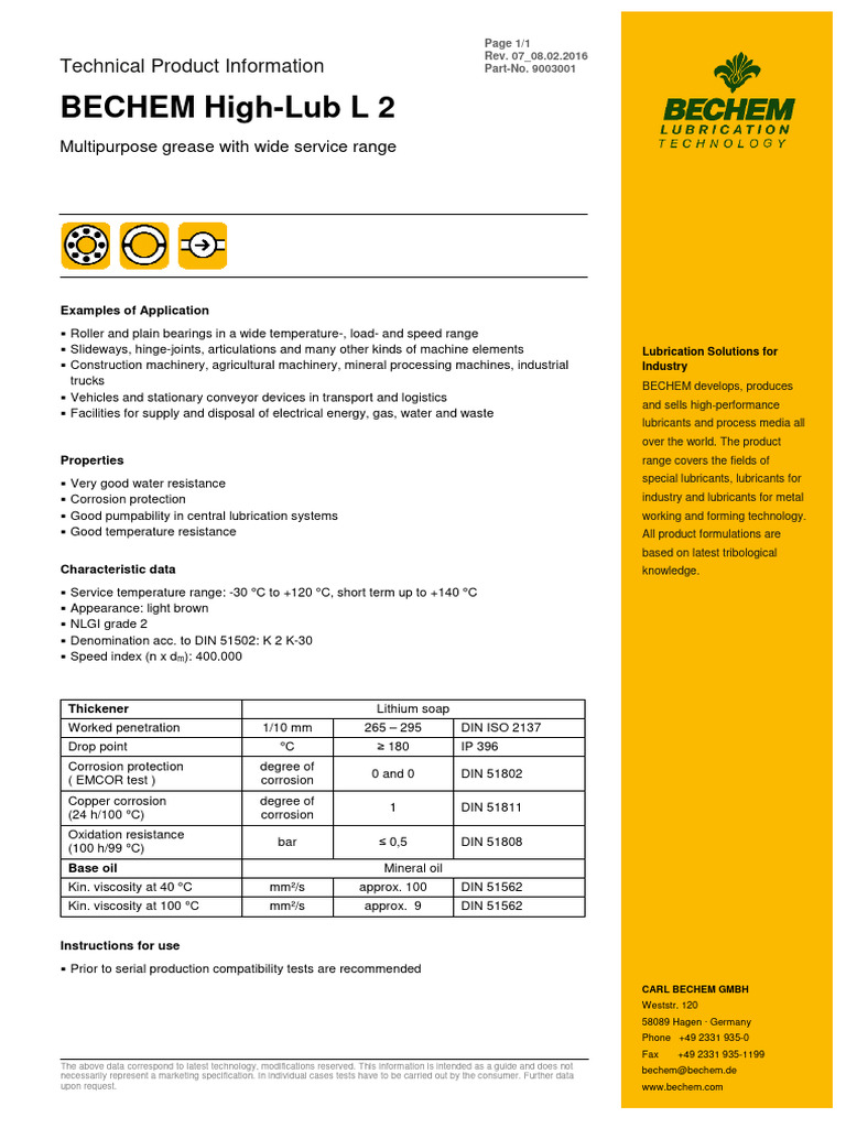 Bechem High lub L 2 | PDF | Secondary Sector Of The Economy | Chemical ...