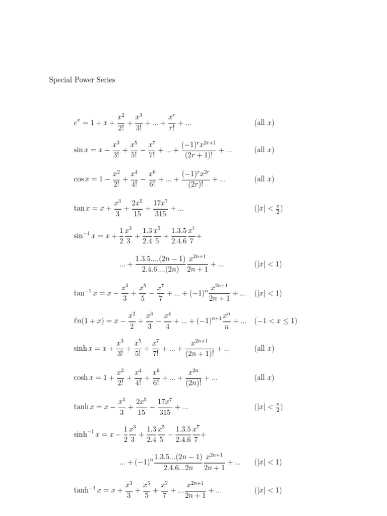 Special Power Series Expansions | PDF